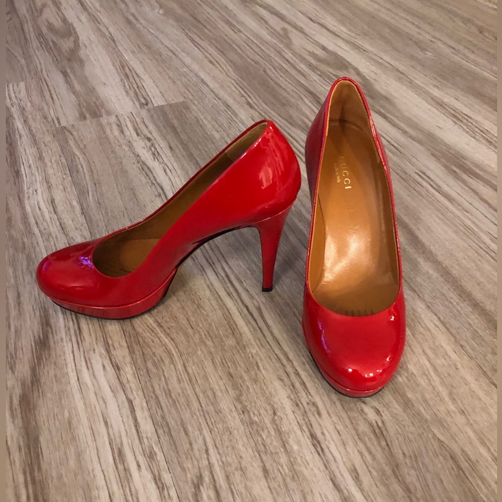 Gucci Authentic Cherry Red Patent Leather High Heels - Gem